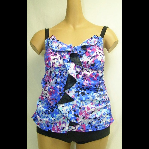 Delta Burke | Swim | 6w To 18w Delta Burke Tankini Top Swimsuit Ruffle ...